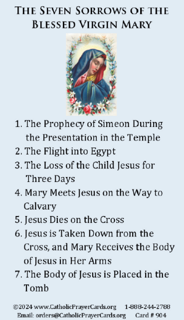 7 Joys and 7 Sorrows of Mary Holy Card