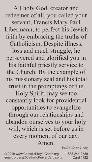 Venerable Francis Libermann Prayer Card