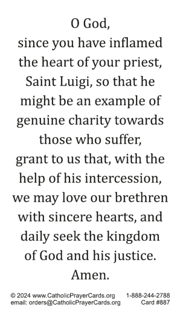 St. Luigi Scrosoppi Prayer Card