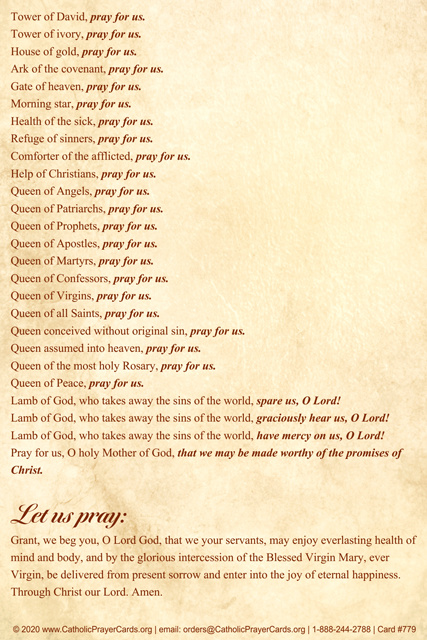 Litany of the Blessed Virgin Mary Prayer Card